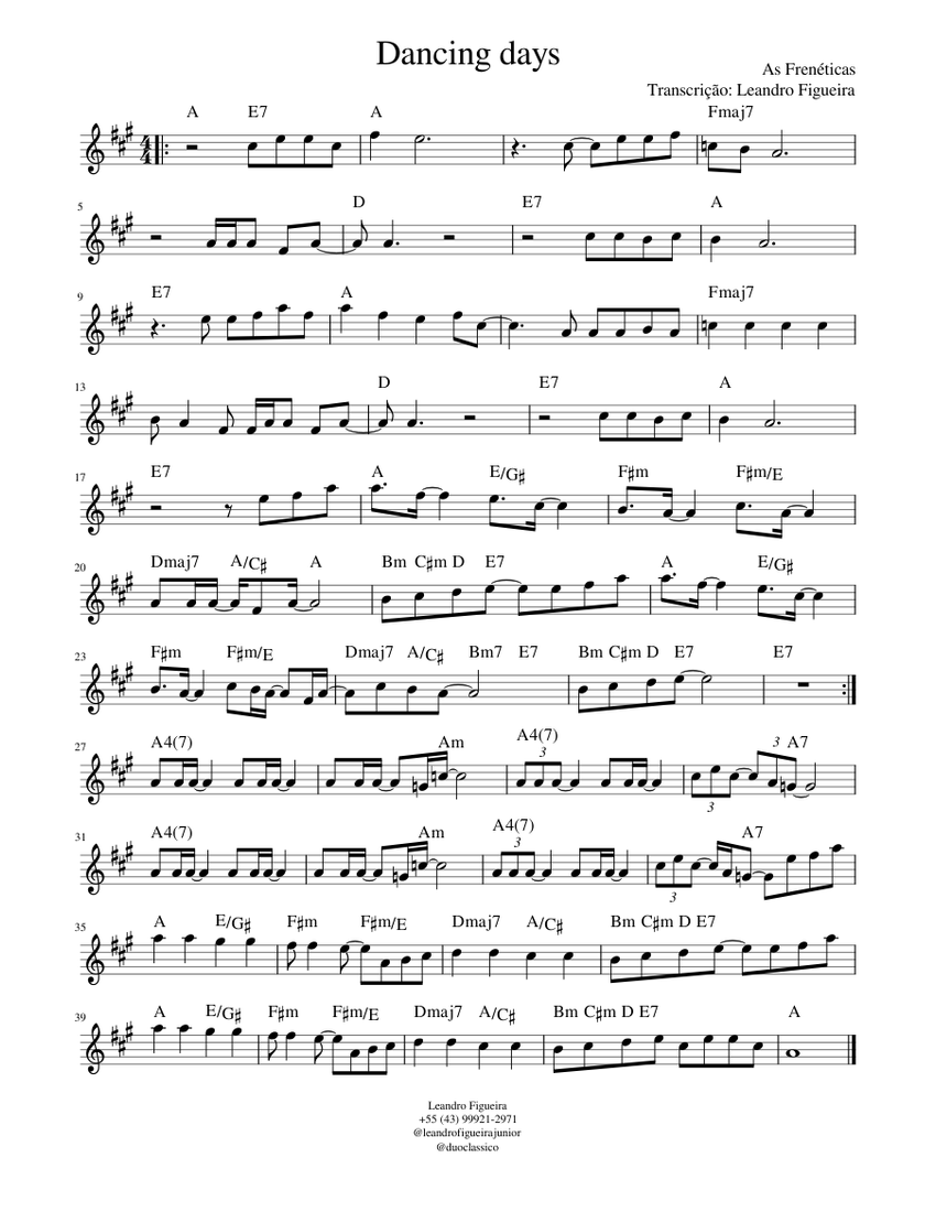 Dancing days – As frenéticas Sheet Music with Chords for Piano (Solo ...