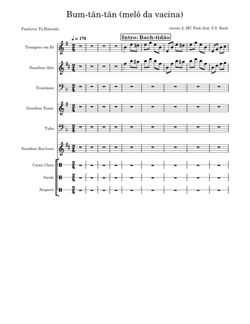 Bum-tan-tan Sheet Music for Trombone, Tuba, Tambourine, Saxophone alto ...