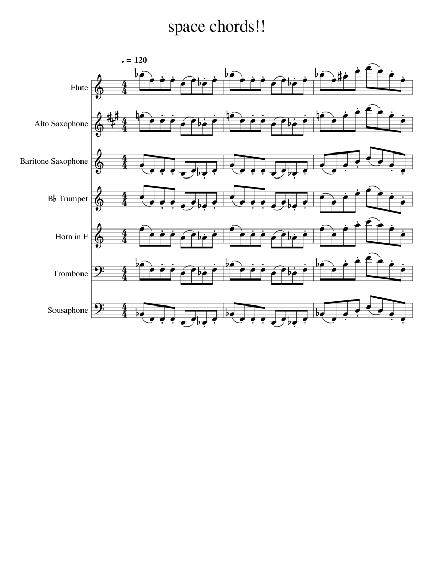 Space chords!!! Sheet Music for Trombone, Flute, Saxophone alto ...