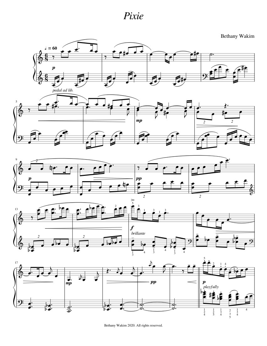 Pixie Sheet Music for Piano (Solo) | MuseScore.com