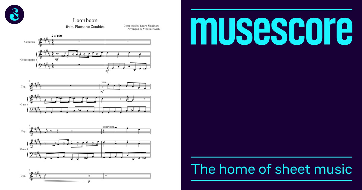 Loonboon – Laura Shigihara (PvZ) Sheet music for Piano, Violin (Mixed ...