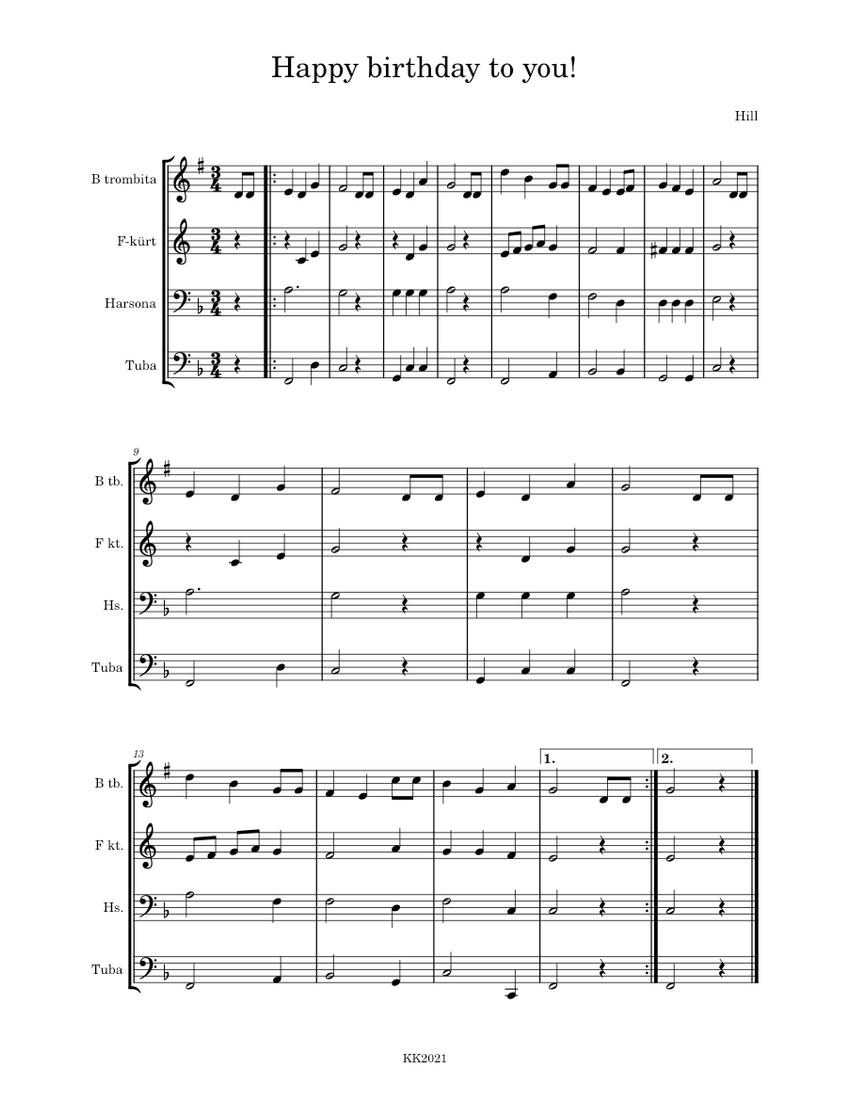Happy birthday to you! Sheet music for Trombone, Tuba, Trumpet in b ...
