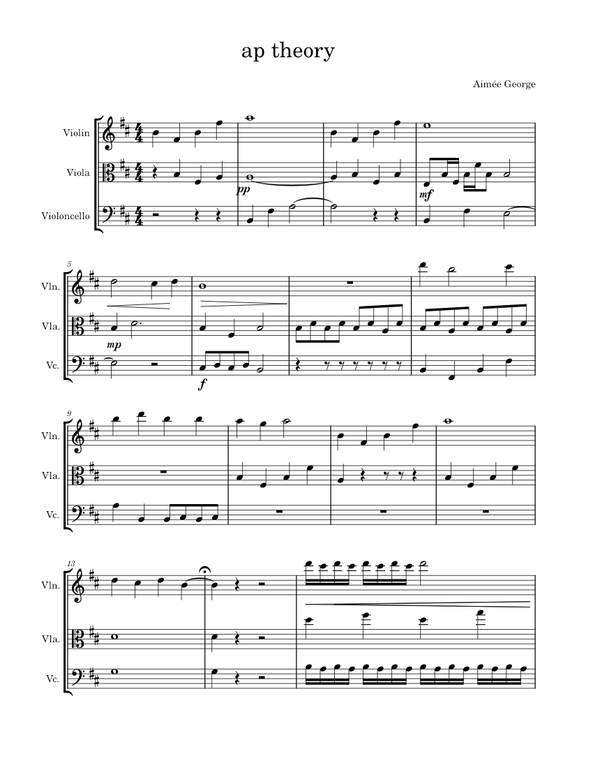 ap theory - first sheet Sheet music for Violin, Viola, Cello (Mixed ...