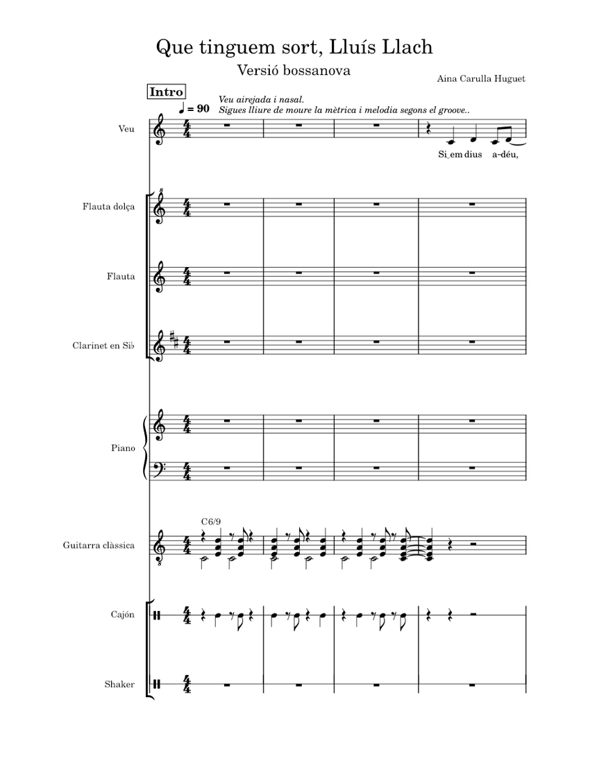 Que tinguem Sort - Lluís Llach (bossanova) Sheet music for Piano ...