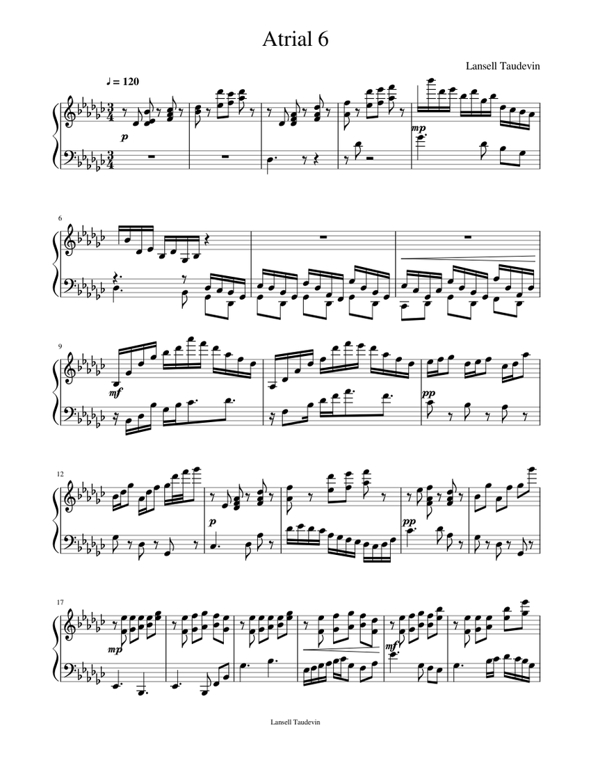 Atrial 6 Sheet music for Piano (Solo) | Musescore.com