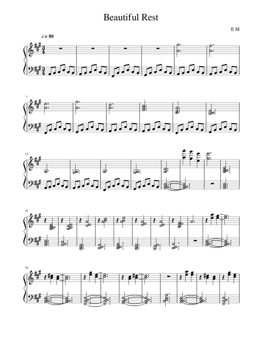 Beautiful Rest Sheet music for Piano (Solo) Easy | Musescore.com