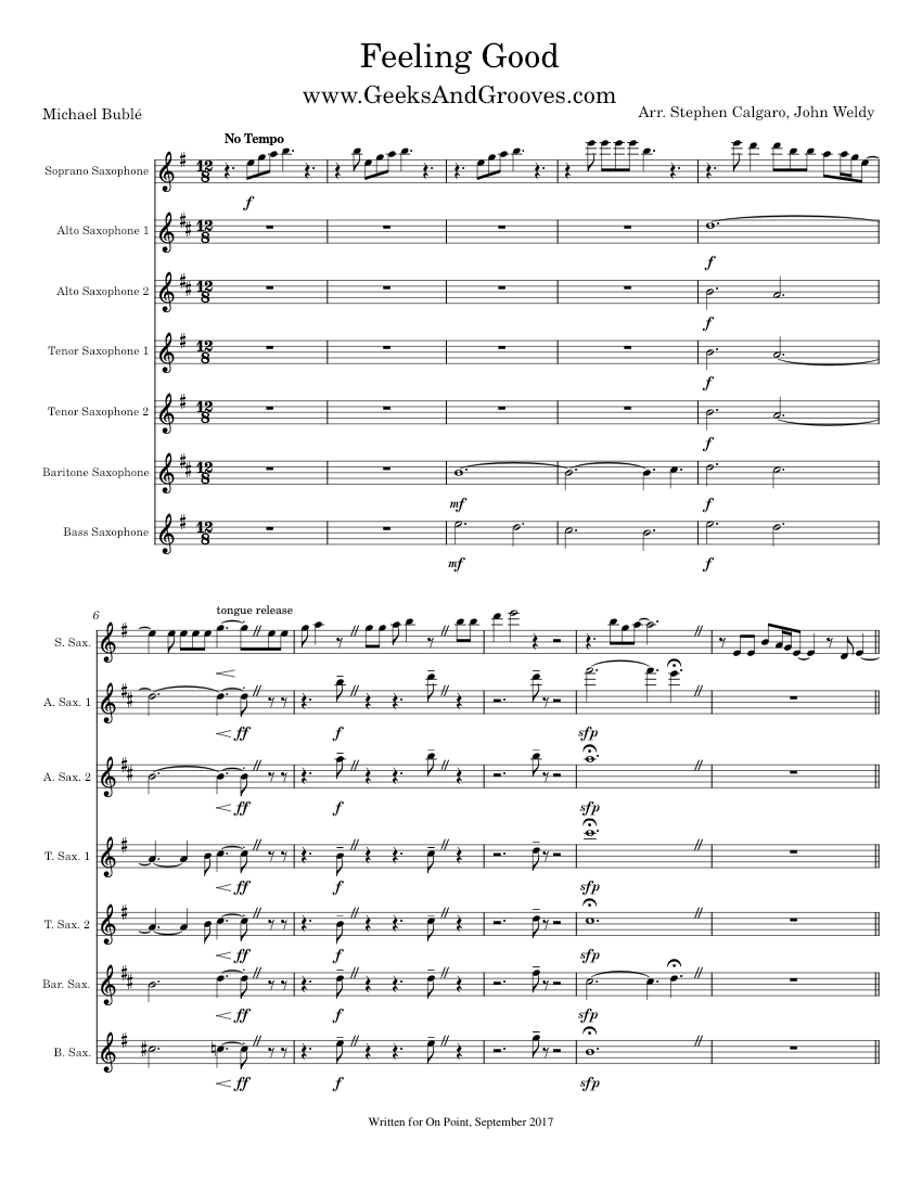 Feeling good – Nina Simone Feeling Good Sheet Music for Saxophone alto ...