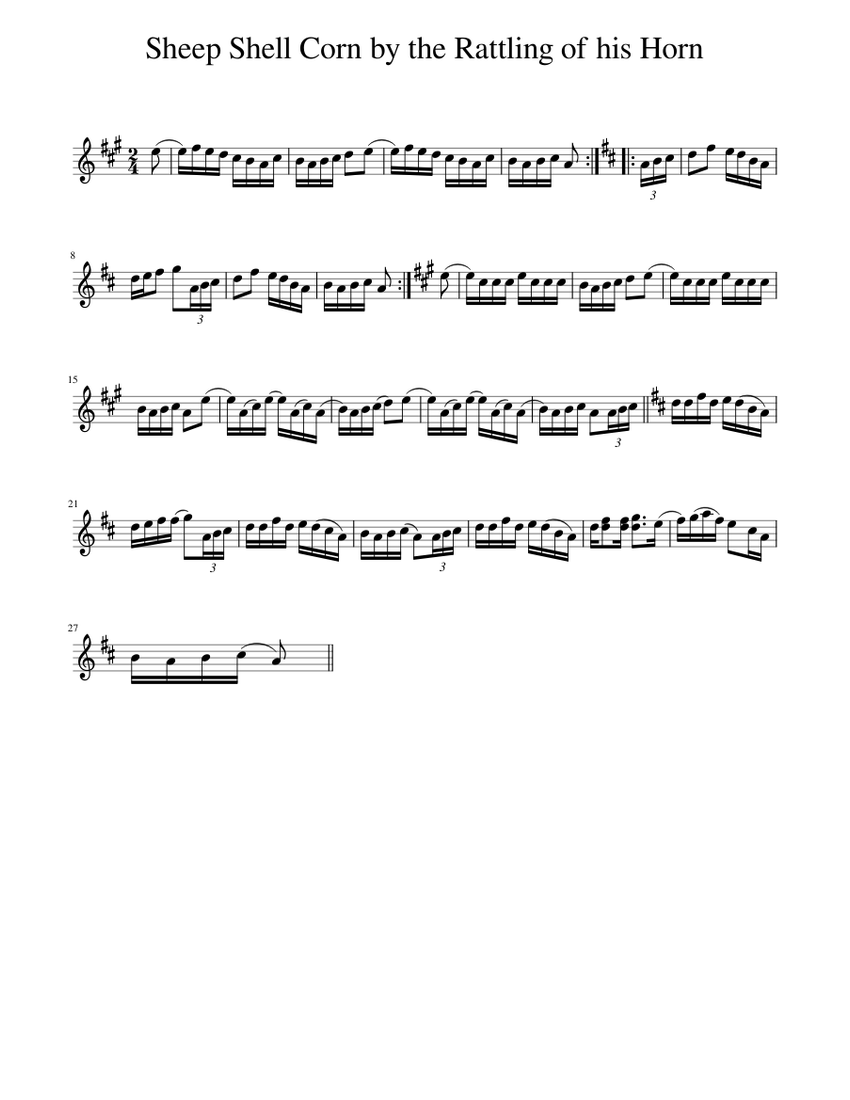 Sheep Shell Corn by the Rattling of his Horn Sheet music for Piano ...