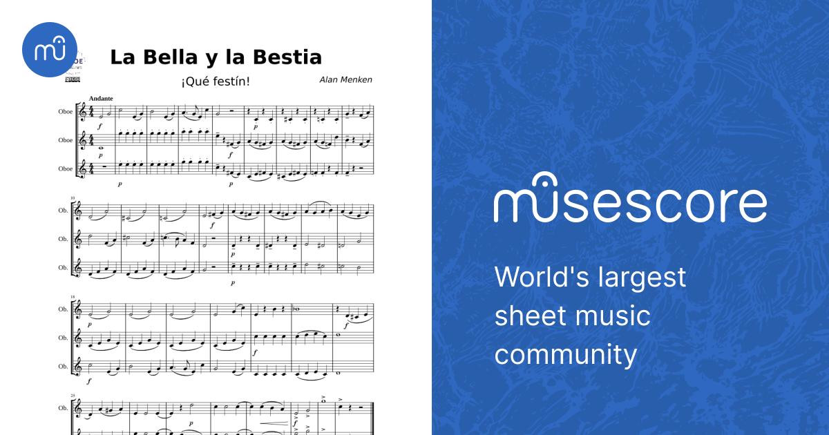 La Bella y la Bestia [¡Qué festín!] – Alan Menken Sheet Music for Oboe ...