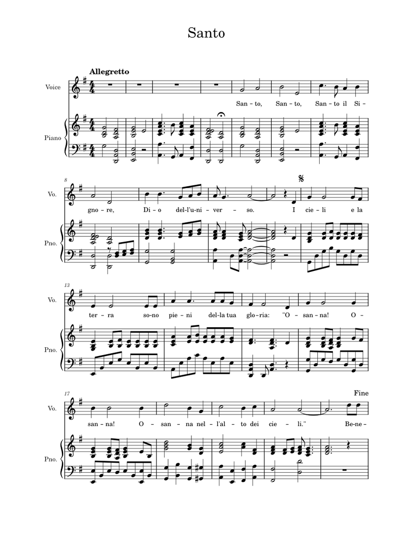 SANTO – Bonfitto Santo Sheet music for Piano, Vocals (Piano-Voice ...