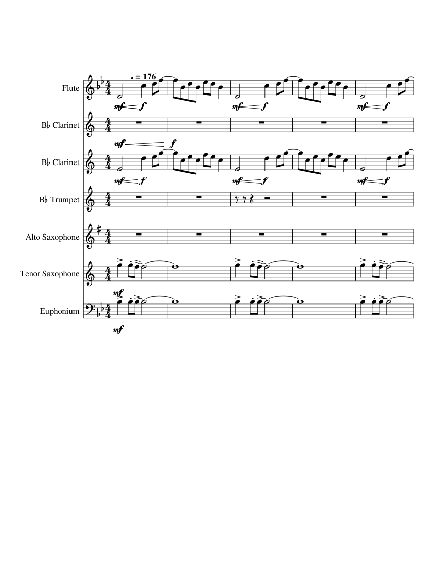 Zen Zen Zense Sheet music for Euphonium, Flute, Clarinet in b-flat ...