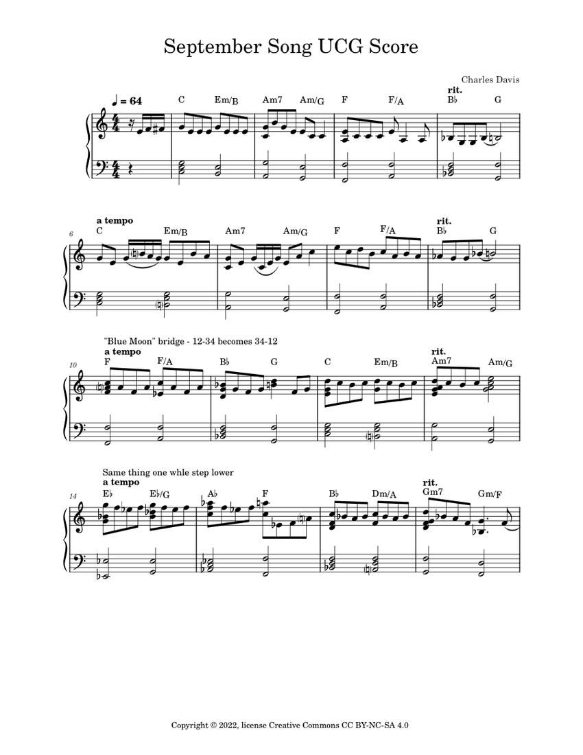 September Song UCG Score Sheet music for Piano (Solo) | Musescore.com