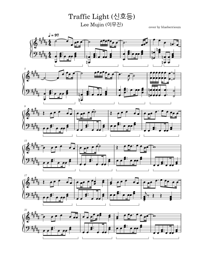 Traffic Light (신호등) – Lee Mujin (이무진) Sheet Music for Piano (Solo ...