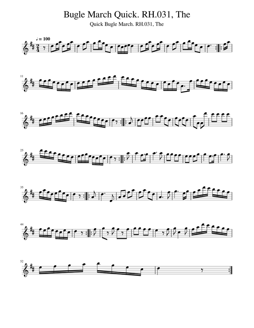 The Bugle March Quick. RH.031 Sheet music for Piano (Solo) Easy ...