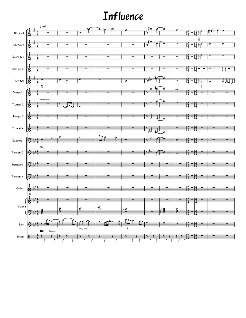 Influence Sheet music for Piano, Trombone, Saxophone alto, Saxophone ...