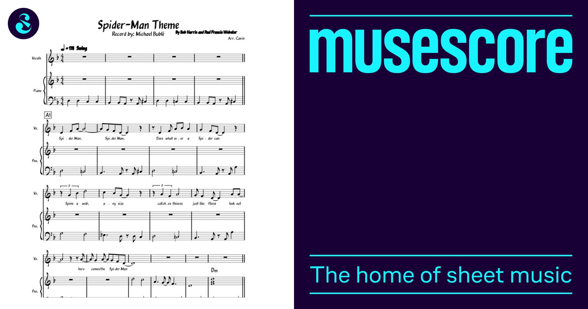 Spider-Man Theme – Michael Bublé Sheet Music with Chords for Piano ...
