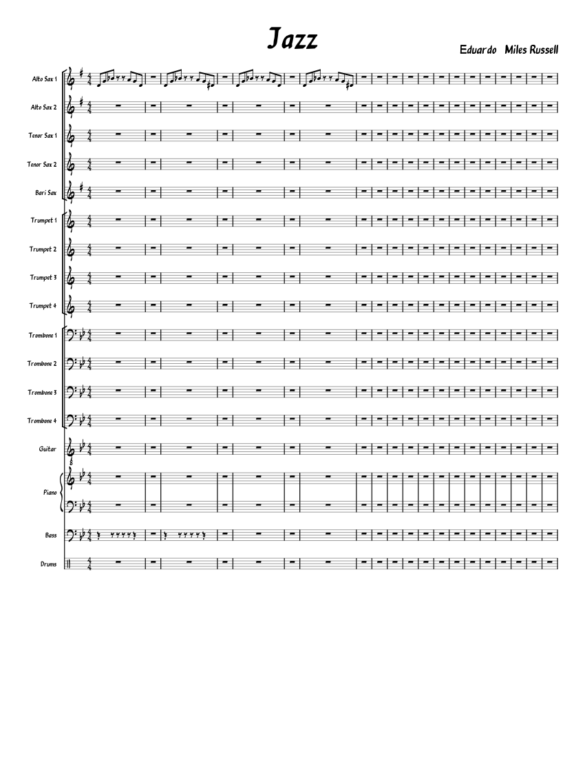 Jazz Sheet music for Piano, Trombone, Saxophone alto, Saxophone tenor ...