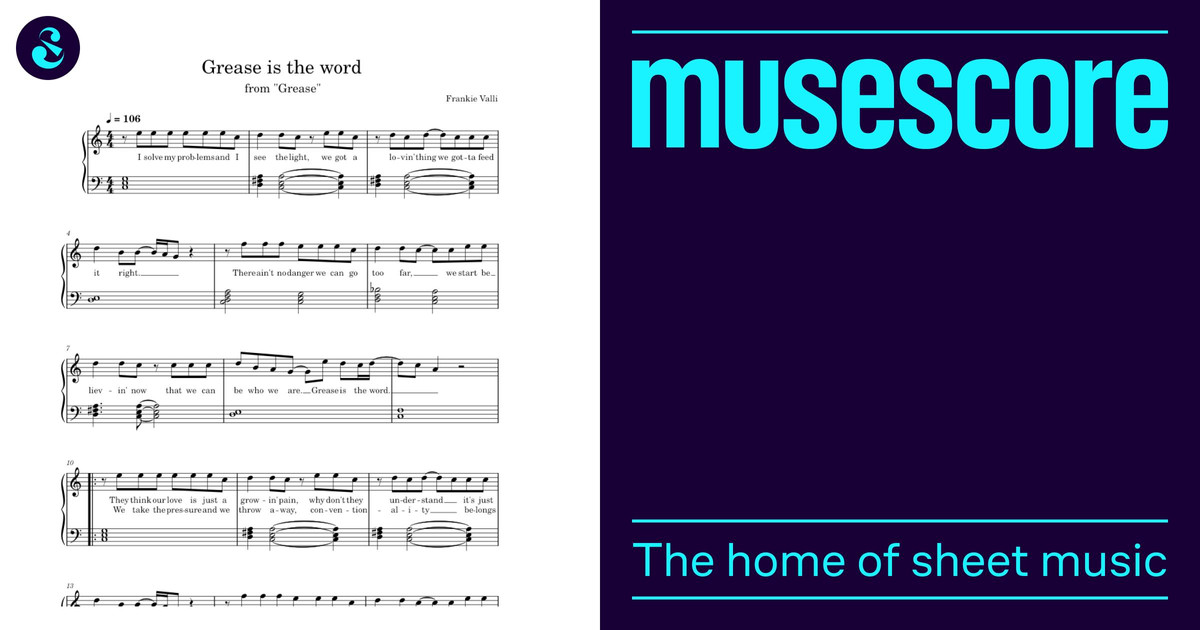 Grease is the word (from Grease) - Frankie Valli Sheet Music for Piano ...