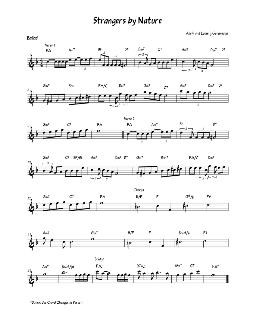 Strangers by Nature (Lead Sheet) - Adele and Ludwig Göransson Sheet ...