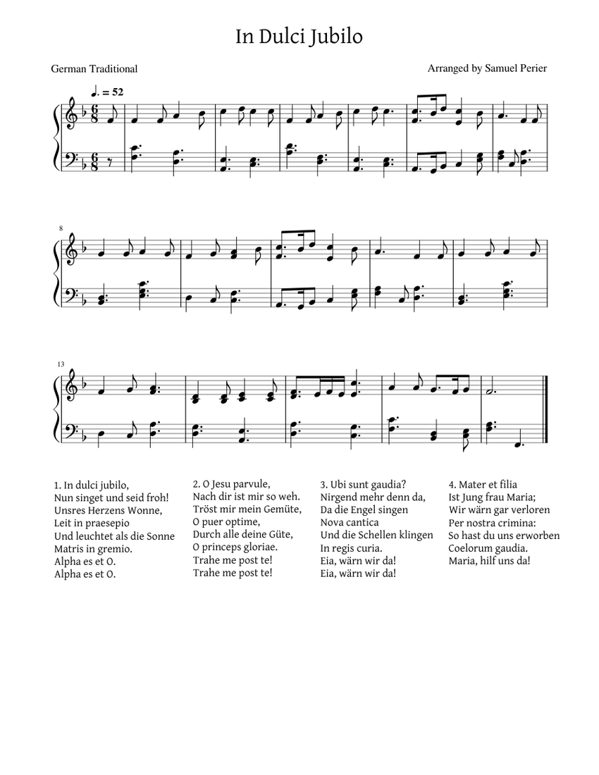 In Dulci Jubilo – German Traditional Sheet music for Organ (Solo ...