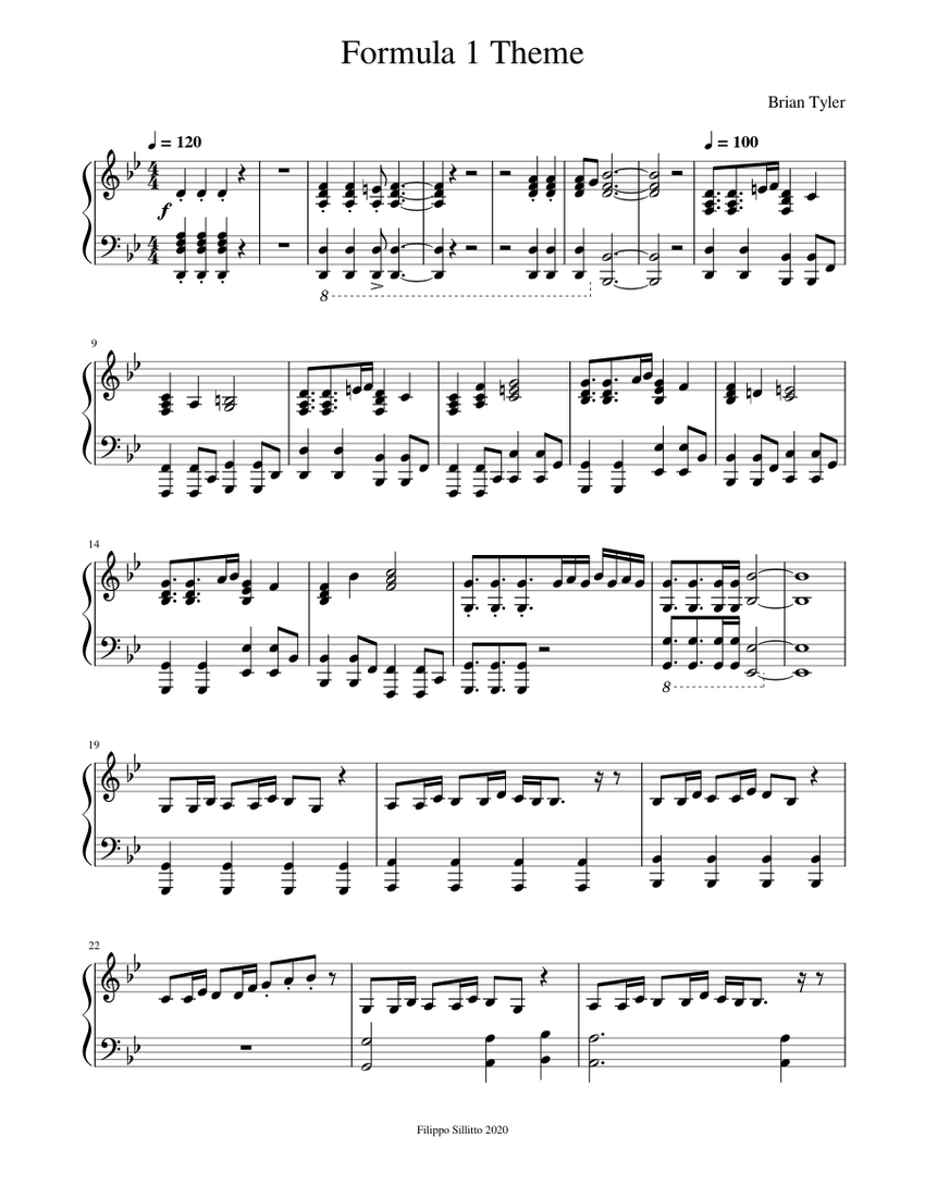 Formula 1 Theme Sheet Music for Piano (Solo) | MuseScore.com