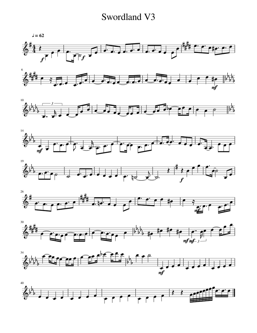 Swordland V3 Sheet music for Violin (Solo) | Musescore.com