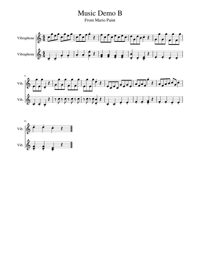Music Demo B Sheet music for Vibraphone (Percussion Duet) | Musescore.com
