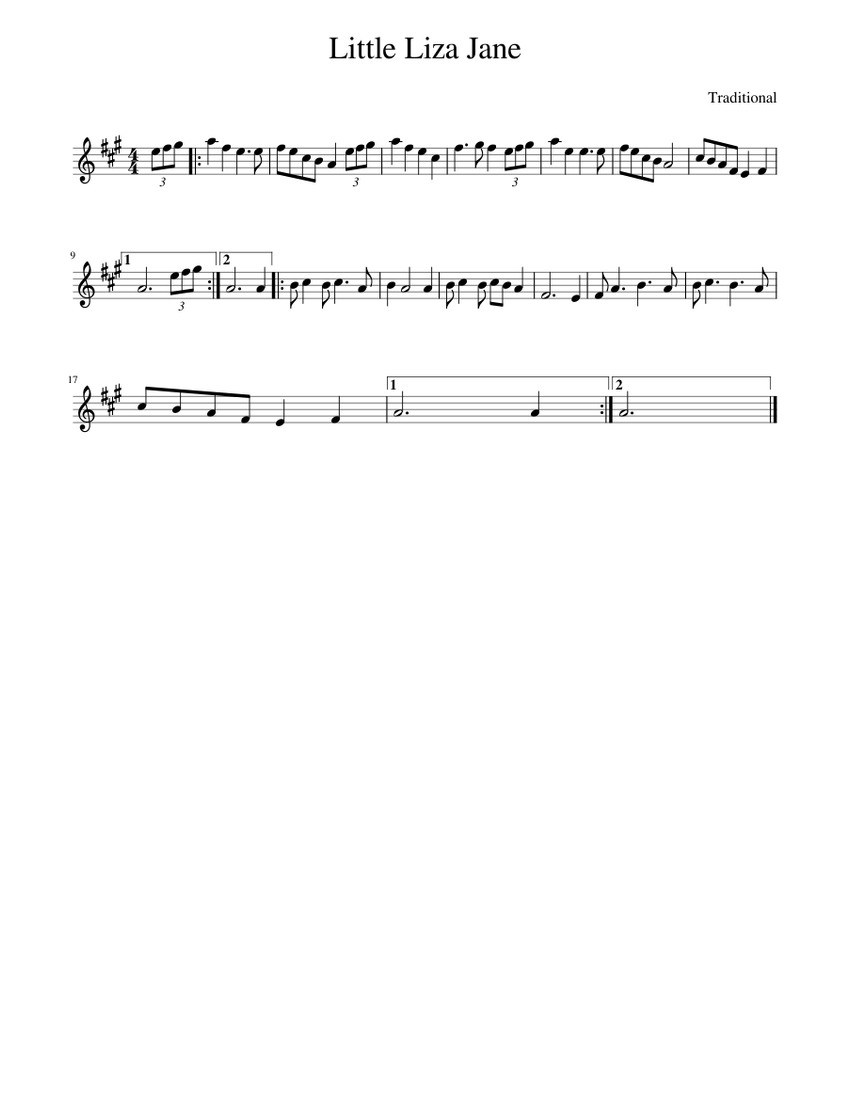 Traditional music - Little Liza Jane Sheet music for Piano (Solo) Easy ...