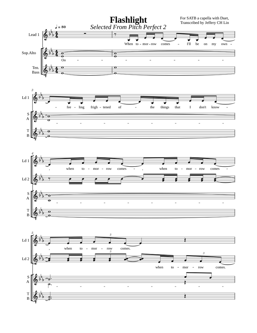 Flashlight (Pitch Perfect 2) – Jessie J Sheet music for Alto, Tenor, Vocals, Hand clap (A ...