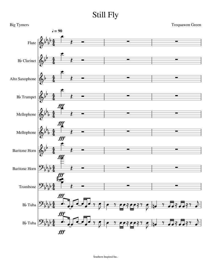Still Fly Sheet Music for Trombone, Tuba, Mellophone, Flute & more ...