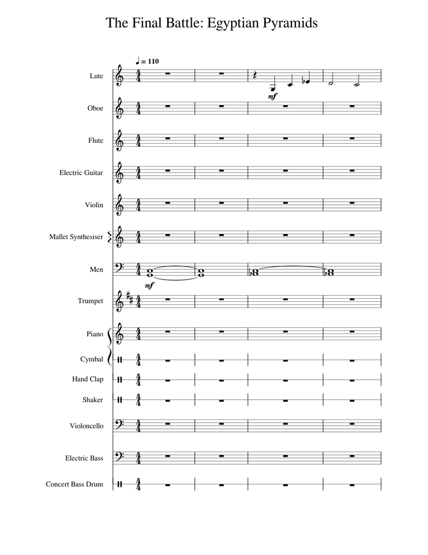 The Final Battle: Egyptian Pyramids Sheet music for Piano, Male, Flute ...