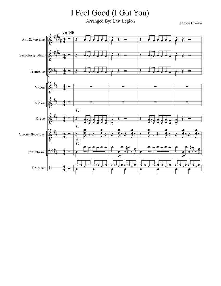 I Feel Good James Brown POSC Sheet music for Trombone, Organ, Saxophone ...