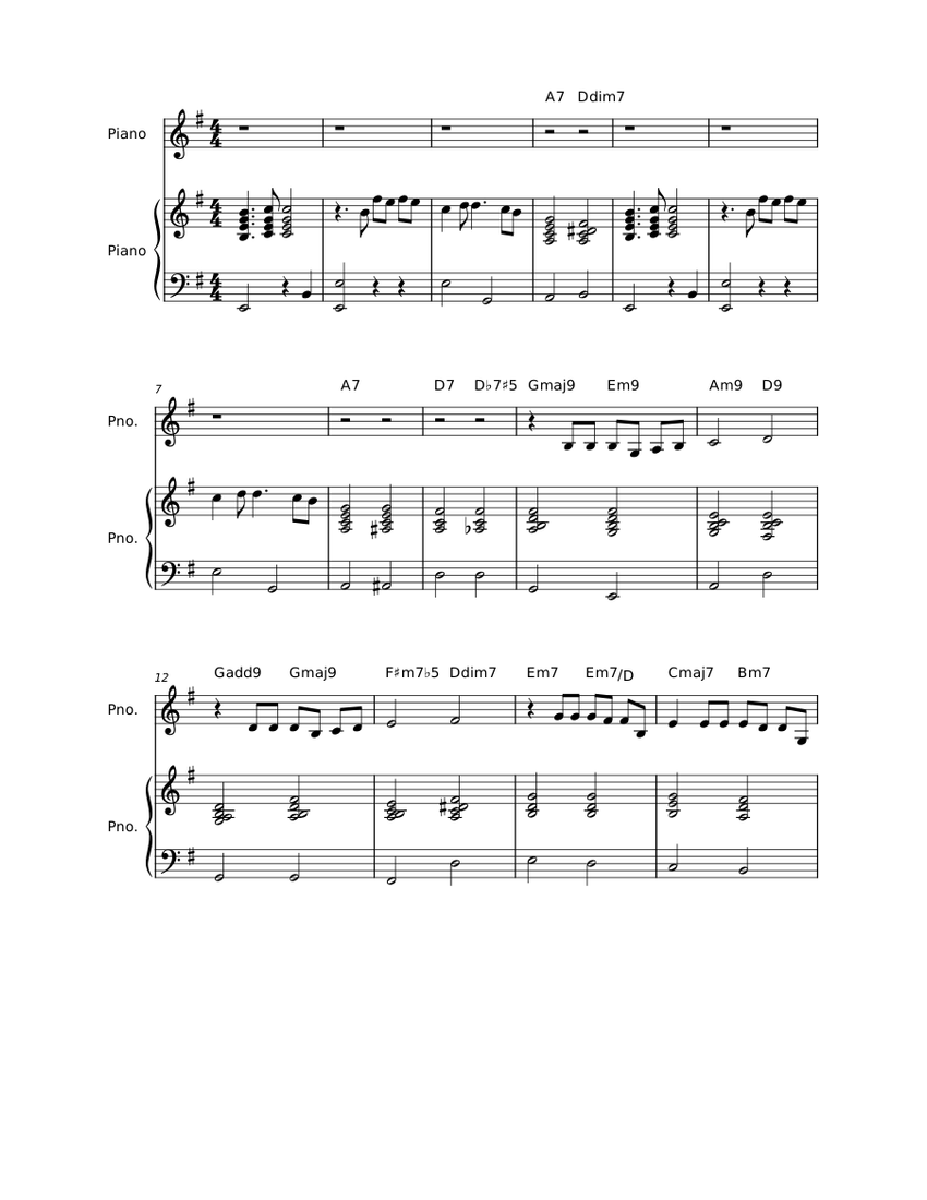 Nada Sheet Music with Chords for Piano (Piano Duo) | MuseScore.com