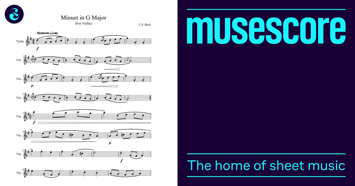 Bach Minuet In G Major Sheet Music For Violin Solo Musescore
