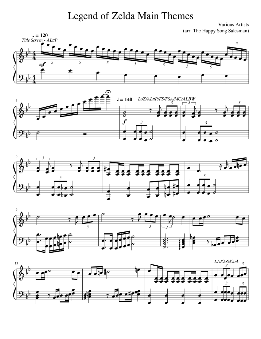 Legend of Zelda Main Themes Sheet music for Piano (Solo) | Musescore.com
