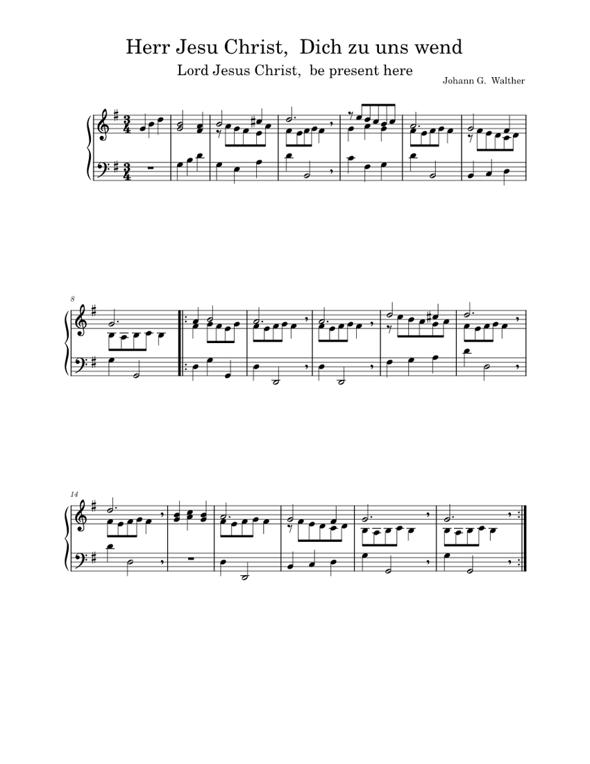 Herr Jesu Christ, Dich zu uns wend – Johann G. Walther Sheet music for ...