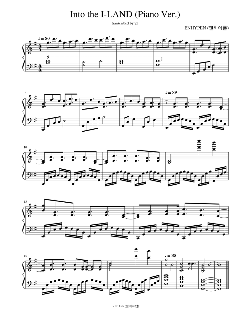 Into the I-LAND (Piano Ver.) – ENHYPEN Sheet Music for Piano (Solo ...