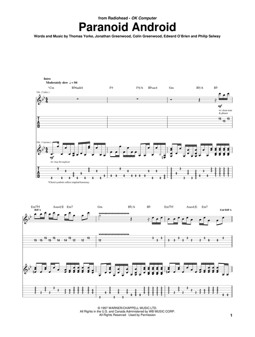 ok computer guitar tab