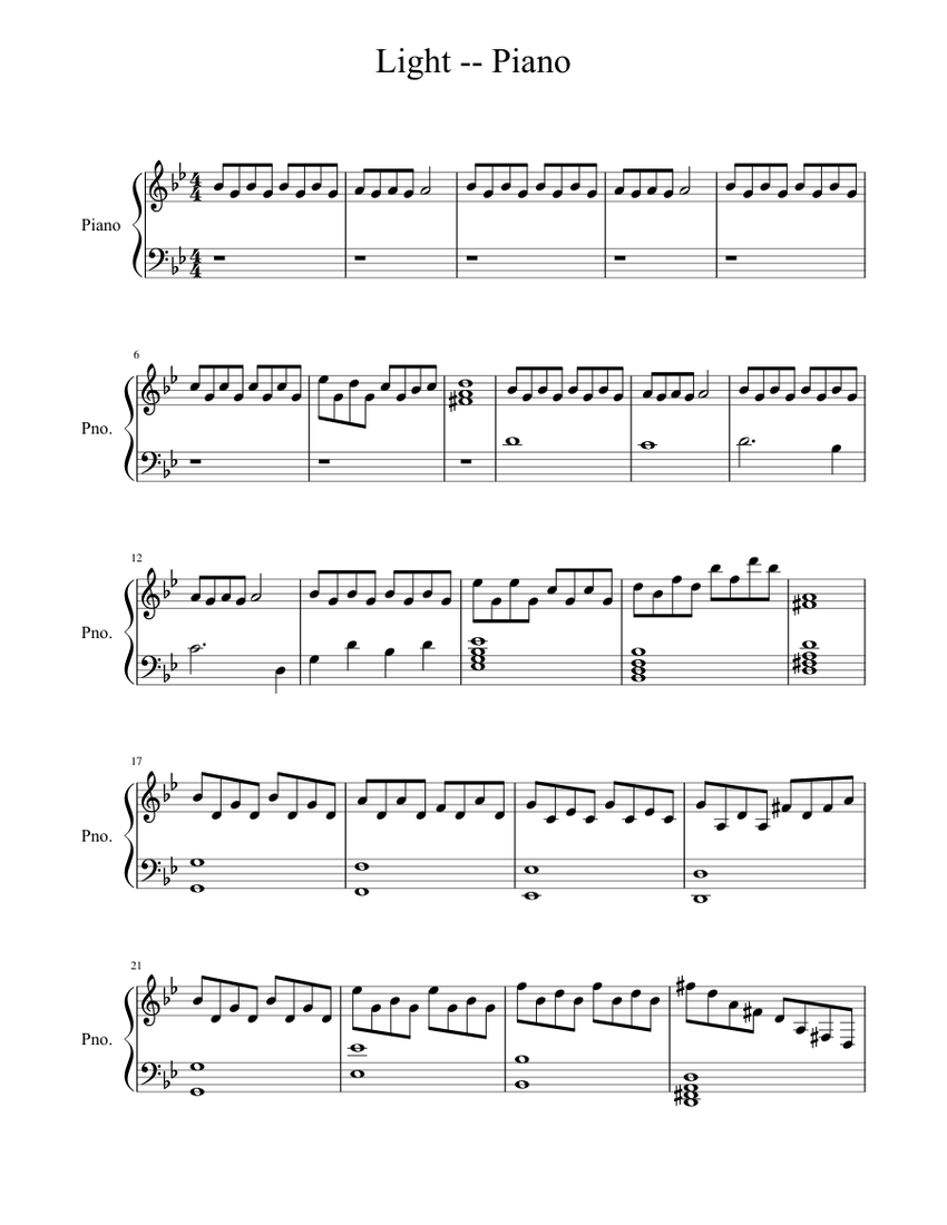 Light -- Piano Sheet music for Piano (Solo) | Musescore.com