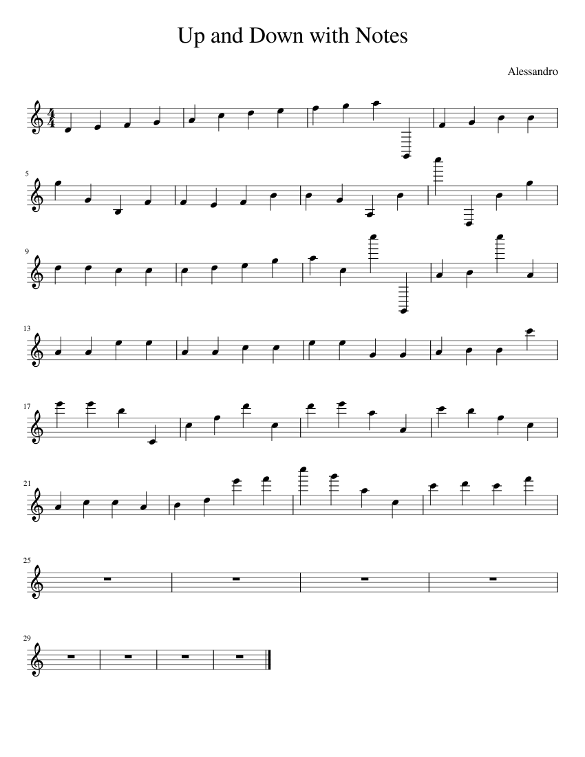 Up and down with notes Sheet music for Piano (Solo) Easy | Musescore.com