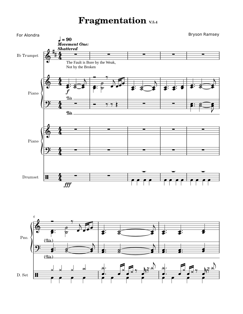 Fragmentation Sheet music for Piano, Trumpet in b-flat, Drum group ...