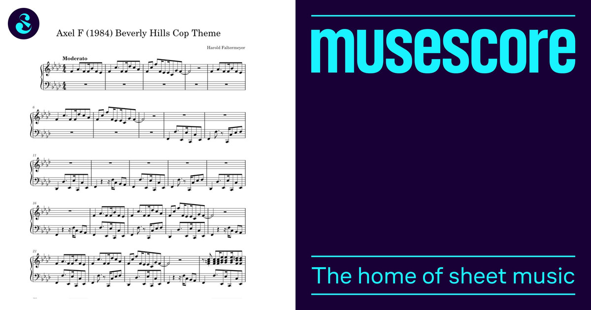 Axel F (1984) Beverly Hills Cop Theme Sheet Music for Piano (Solo ...