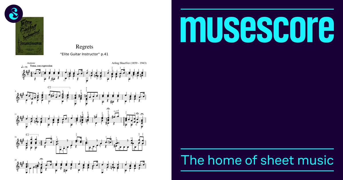 Regrets - Arling Shaeffer (1859 - 1943) Sheet music for Guitar (Solo ...