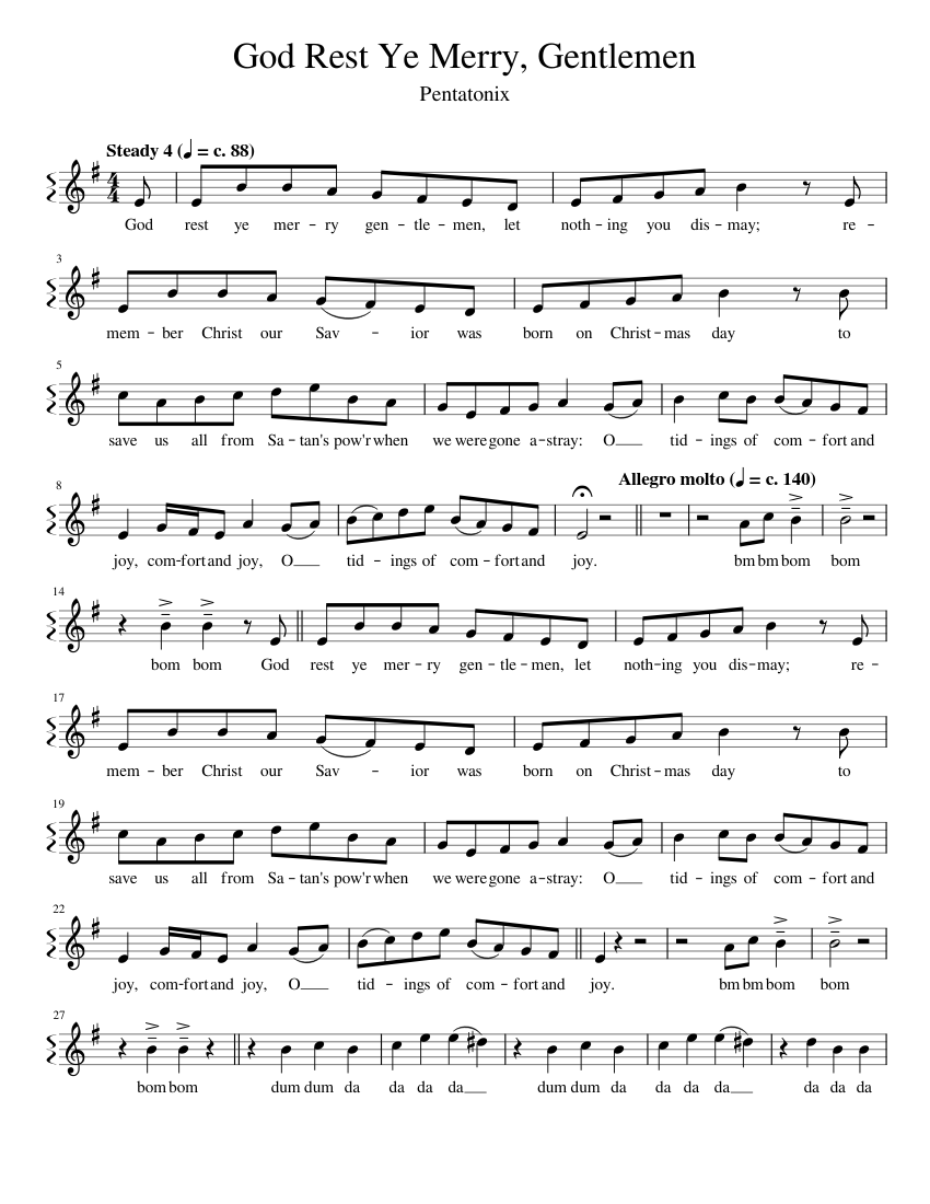 God Rest Ye Merry, Gentlemen – Misc tunes soprano Sheet music for Piano ...