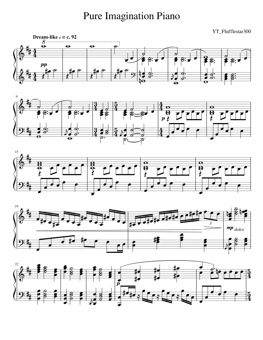 Pure Imagination Piano Sheet music for Piano (Solo) | Musescore.com