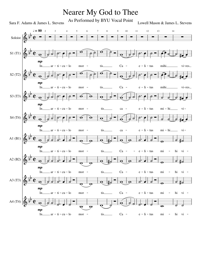 nearer my god to thee Sheet Music for Tenor, Bass voice, Vocals ...