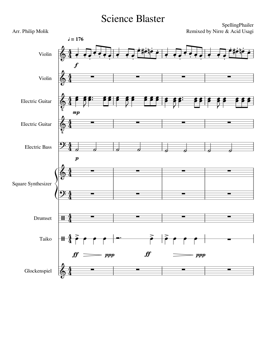 Science Blaster Sheet music for Glockenspiel, Violin, Guitar, Bass ...