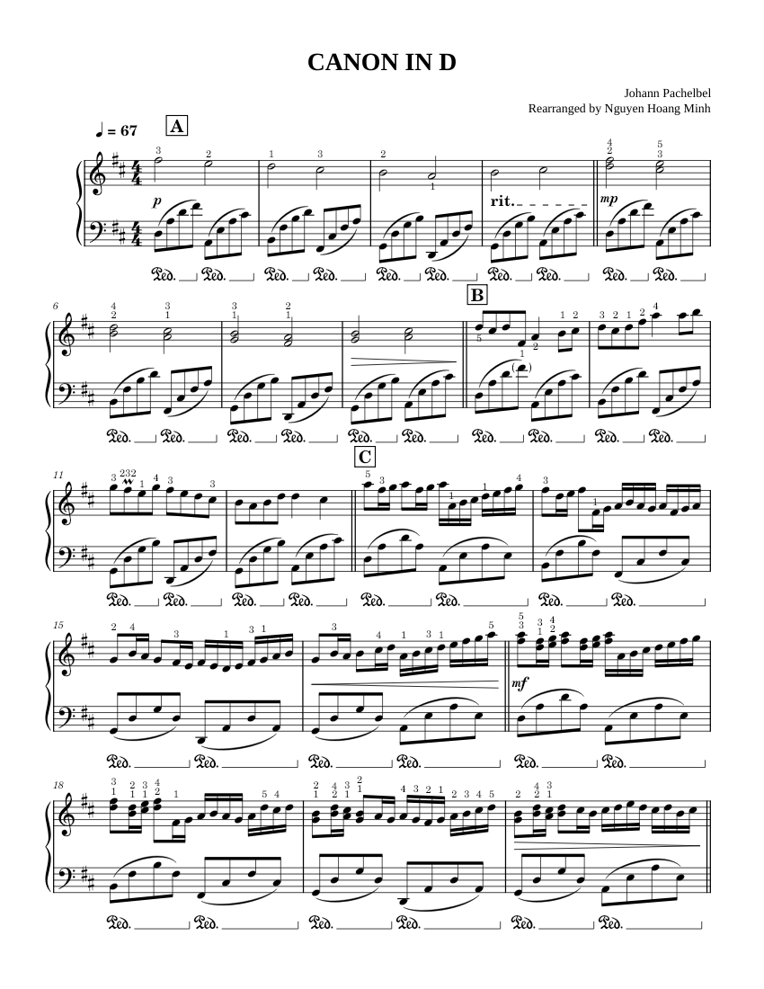 CANON IN D Sheet music for Piano (Solo) | Musescore.com