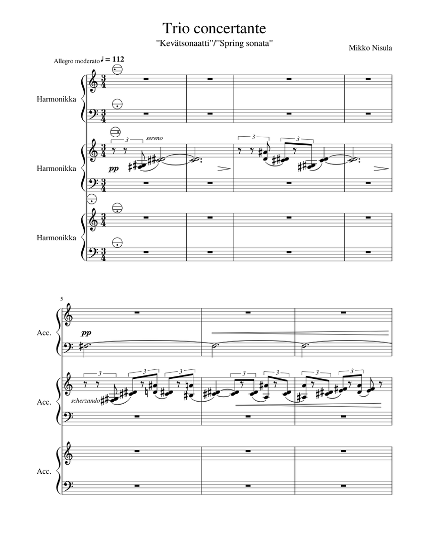 Trio concertante Sheet music for Accordion (Mixed Trio) | Musescore.com