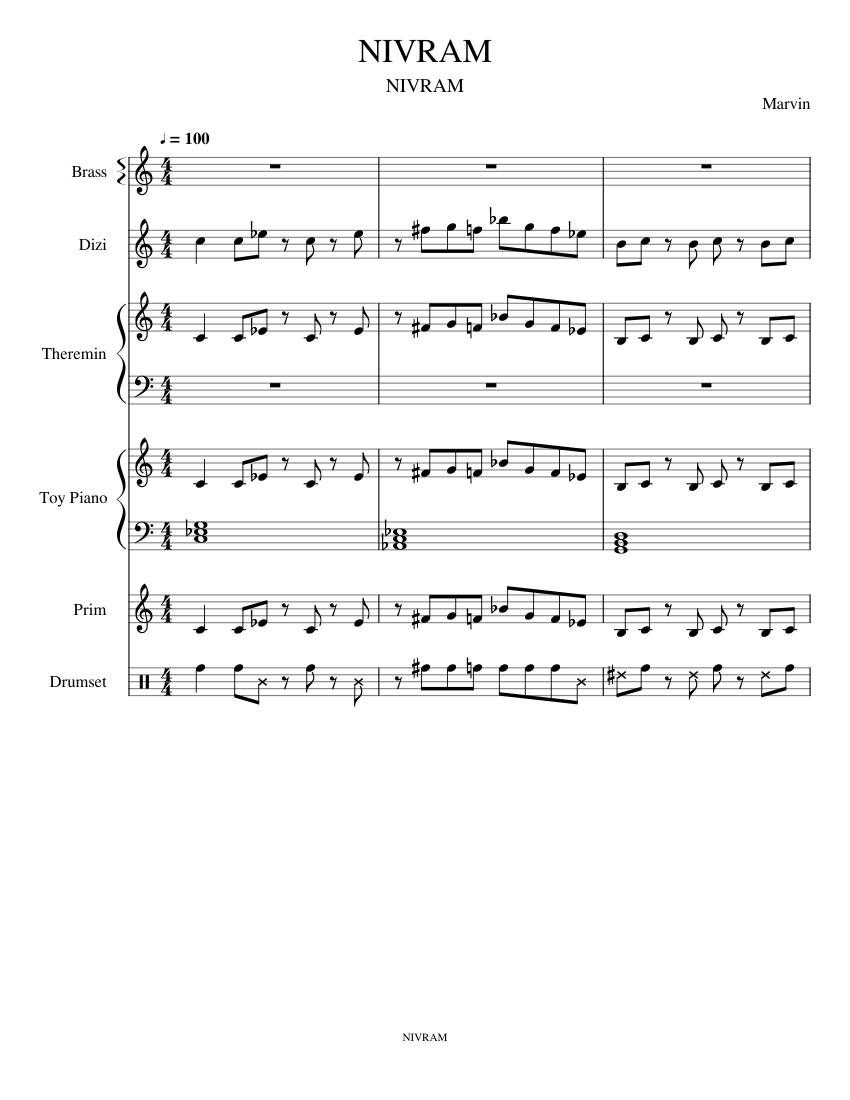 NIVRAM Sheet music for Piano, Drum group, Synthesizer, Flute other ...